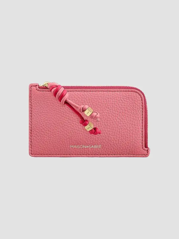 MAISON DE SABRE Leather Zip Card Holder - Candy Fuchsia