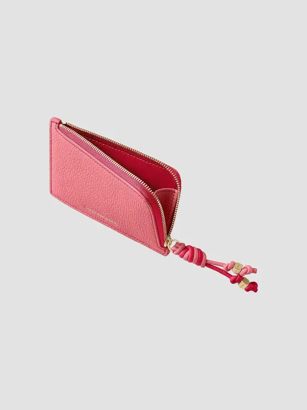 MAISON DE SABRE Leather Zip Card Holder - Candy Fuchsia