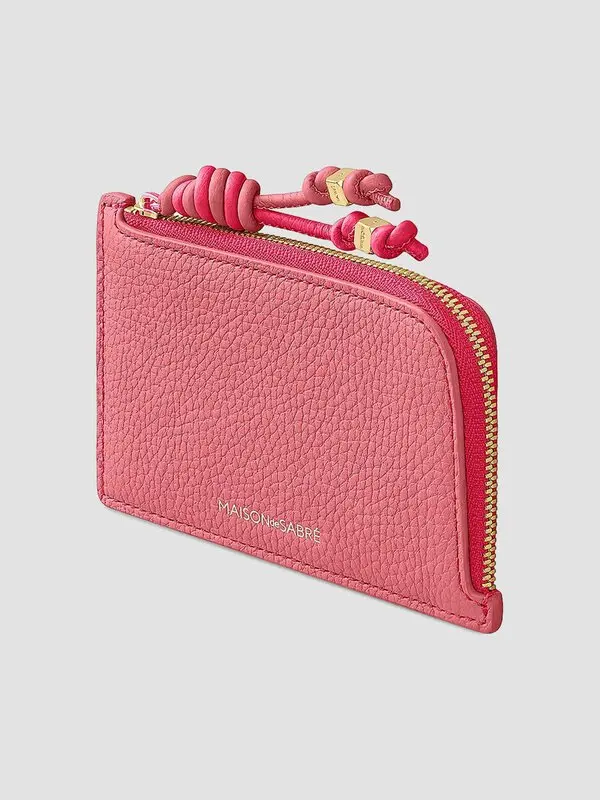 MAISON DE SABRE Leather Zip Card Holder - Candy Fuchsia