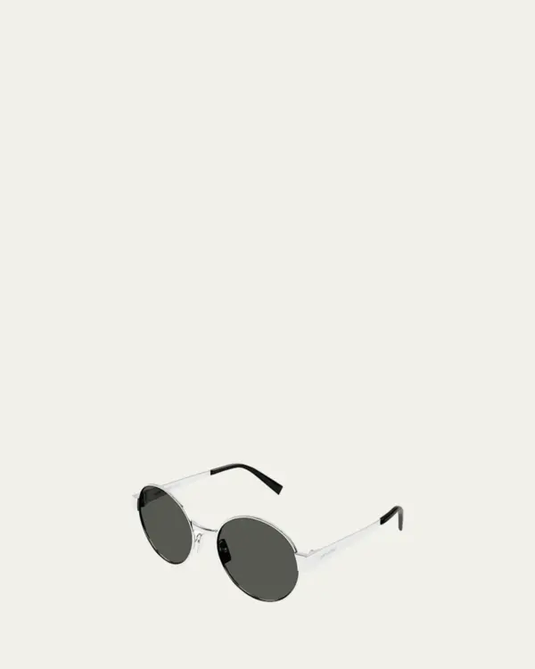 Saint Laurent Logo Metal Oval Sunglasses