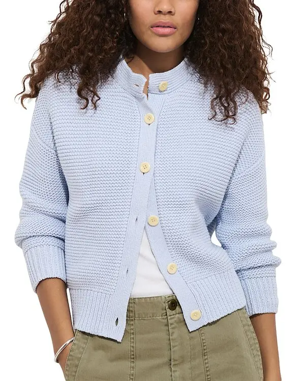 ALEX MILL Nico Crewneck Cotton Cardigan - Calm Blue