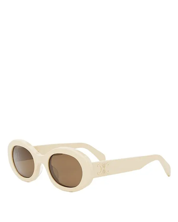 Celine Triomphe Oval Sunglasses, 52mm In Ivory/Brown Solid  display picture 1