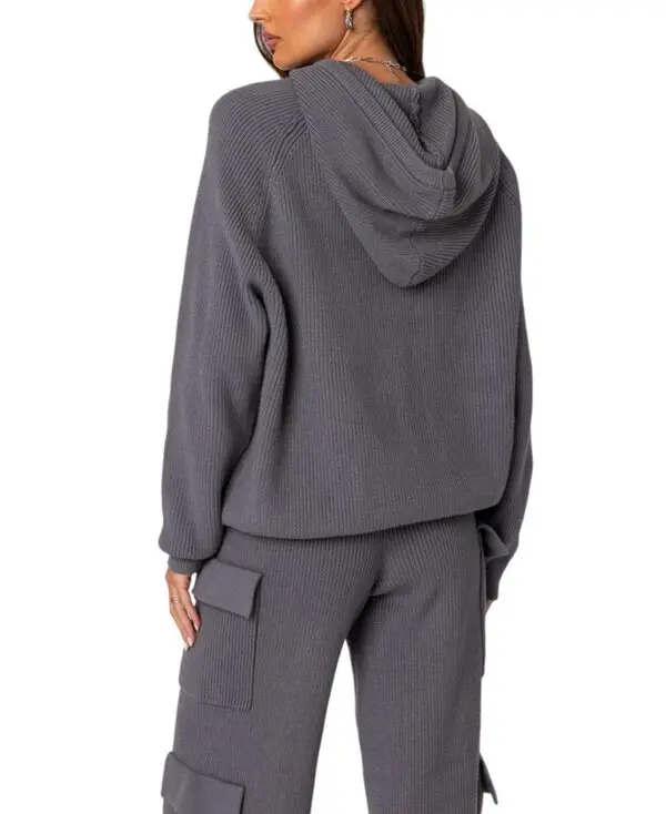 EDIKTED Wynter Oversized Knit Hoodie - Gray