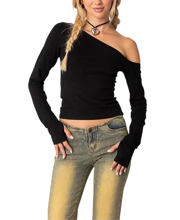 EDIKTED Swan Asymmetric Top - Black
