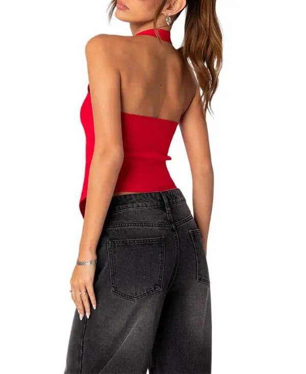EDIKTED Sculpt Knitted Split Front Top