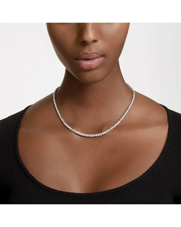 SWAROVSKI Matrix Tennis Necklace And Stud Earrings Set - Silver