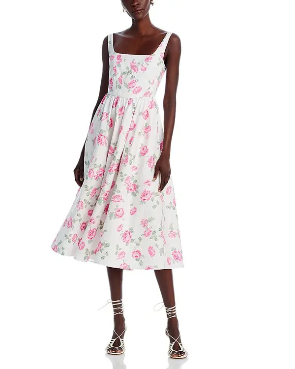 desi bustier midi dress Wayf Desi Corset Midi Dress In Ivory Rose - 40% Off