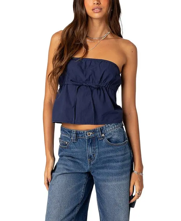 EDIKTED Reva Strapless Top - Navy