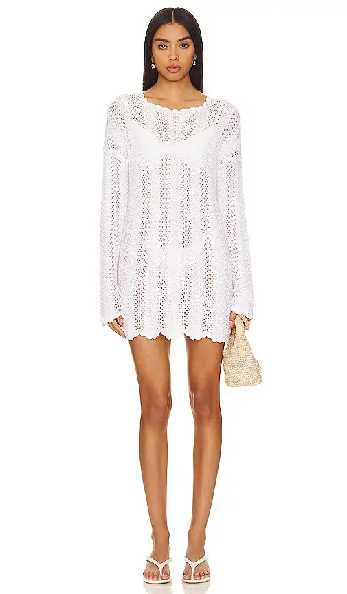 Show Me Your Mumu Packable Pullover Coverup In White - White Crochet