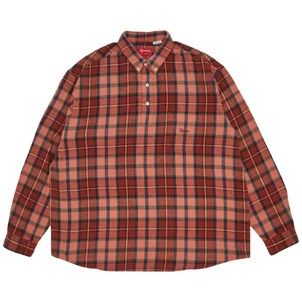 Supreme Plaid Flannel Pullover Shirt - Pink