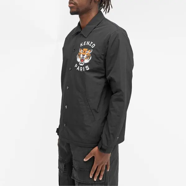 Kenzo Lucky Tiger Padded Coach Jacket In Black - 50% Off