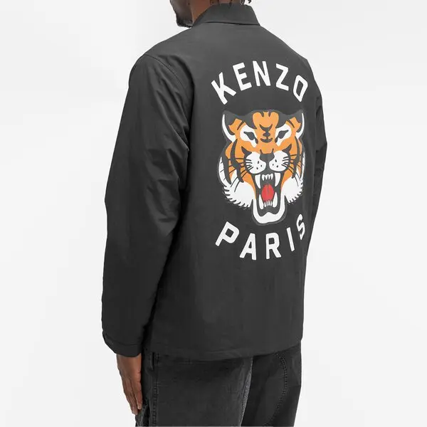 Kenzo Lucky Tiger Padded Coach Jacket In Black - 50% Off