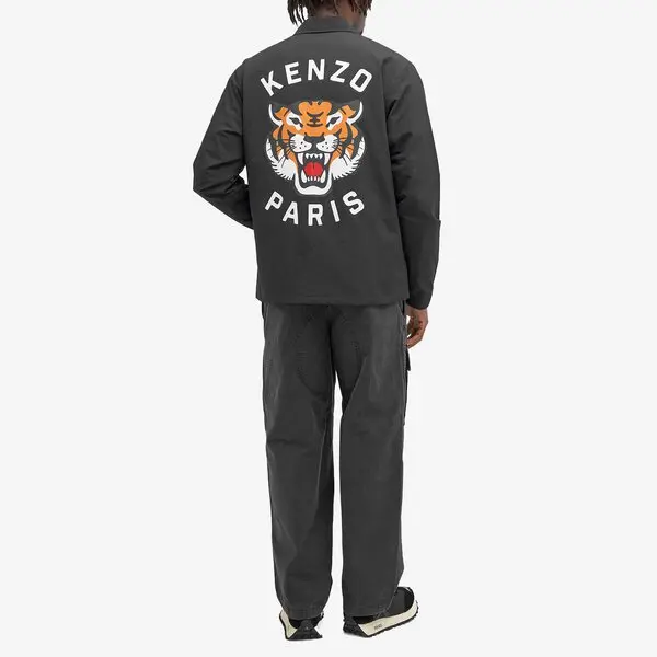Kenzo Lucky Tiger Padded Coach Jacket In Black - 50% Off