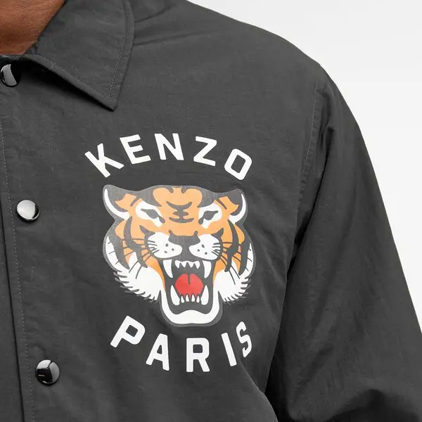 Kenzo Lucky Tiger Padded Coach Jacket In Black - 50% Off