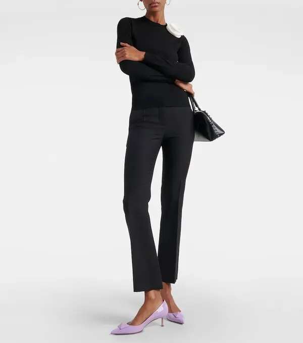 Valentino Garavani Crêpe Couture Mid-rise Straight Pants - Black