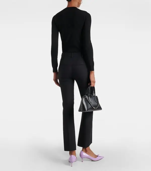 Valentino Garavani Crêpe Couture Mid-rise Straight Pants - Black