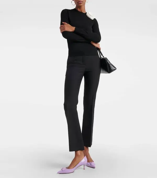 Valentino Garavani Crêpe Couture Mid-rise Straight Pants - Black