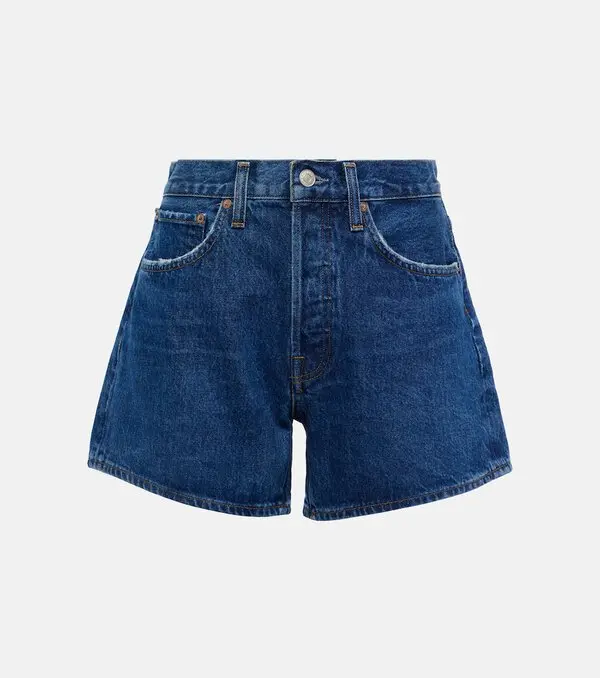 AGOLDE Parker Long High-rise Denim Shorts - Blue