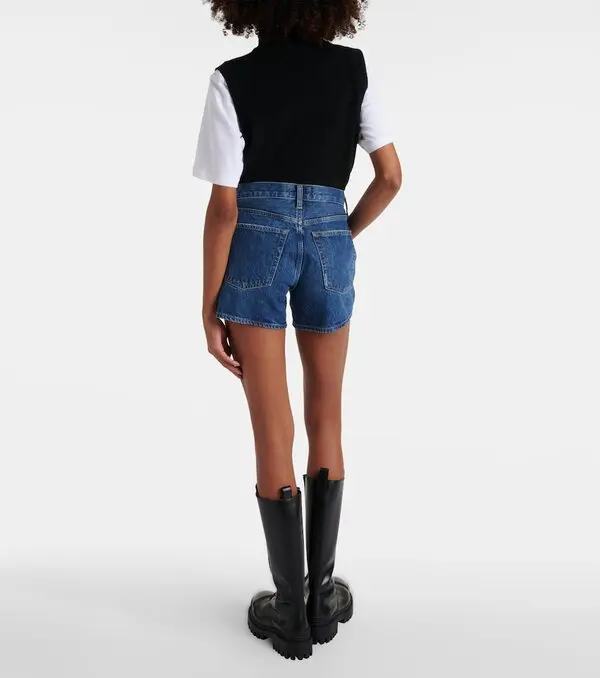 AGOLDE Parker Long High-rise Denim Shorts - Blue