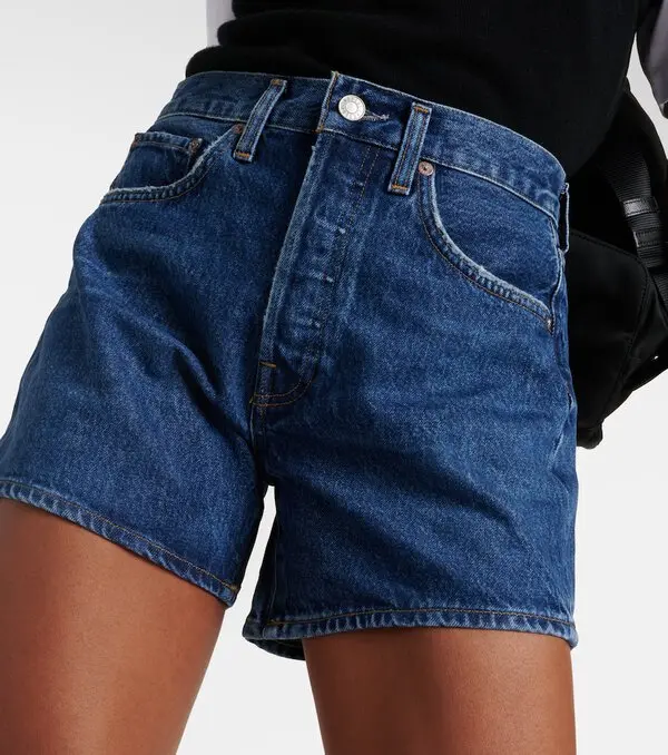 AGOLDE Parker Long High-rise Denim Shorts - Blue