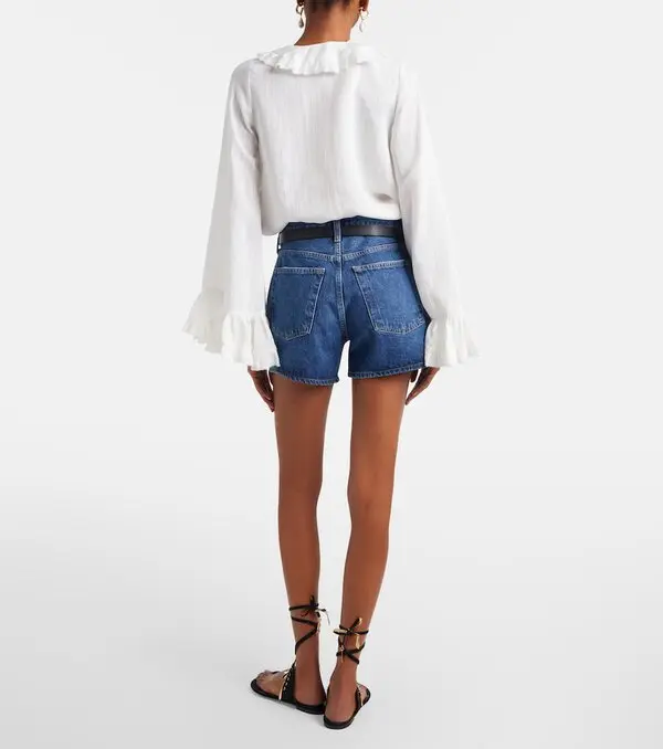 AGOLDE Parker Long High-rise Denim Shorts - Blue