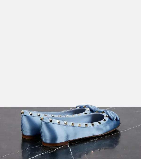 Valentino Garavani Rockstud Satin Ballet Flats - Blue