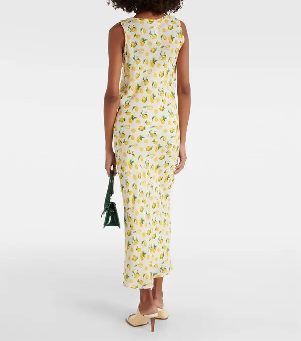 Sportmax Tonale Printed Silk Maxi Dress - Yellow