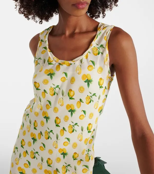 Sportmax Tonale Printed Silk Maxi Dress - Yellow