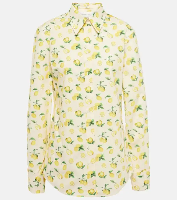Sportmax Riva Printed Cotton Shirt - Yellow