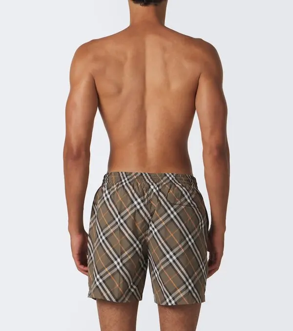 Burberry Check Swim Trunks - Brown