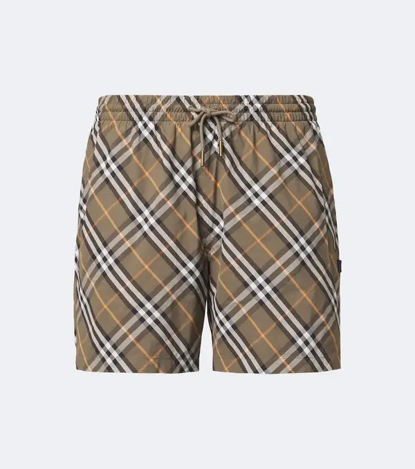 Burberry Check Swim Trunks - Brown
