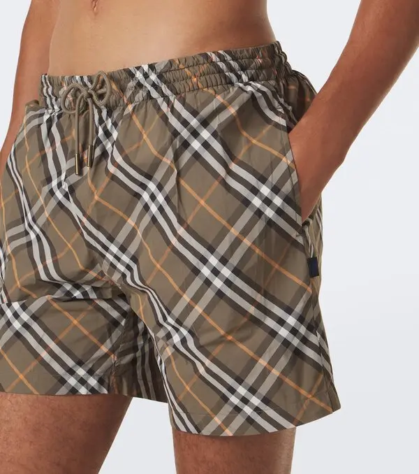 Burberry Check Swim Trunks - Brown