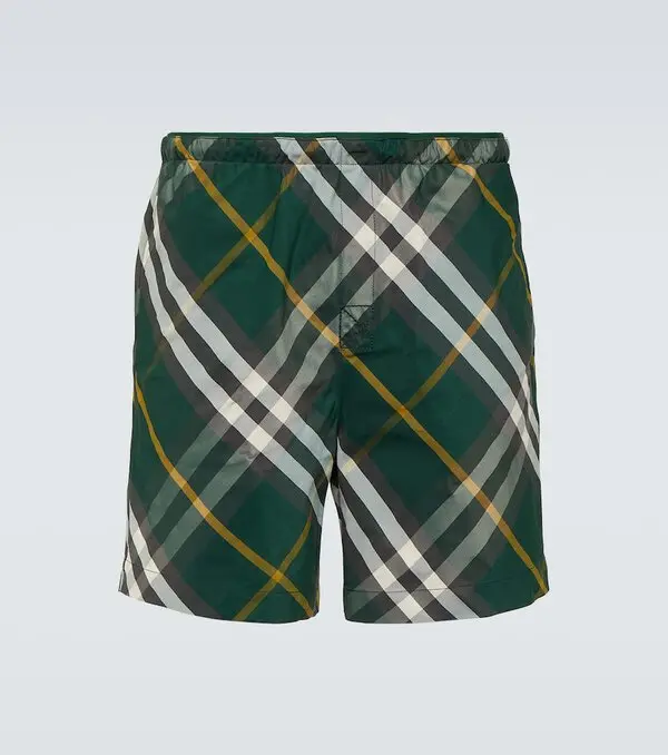 Burberry Check Swim Trunks - Green