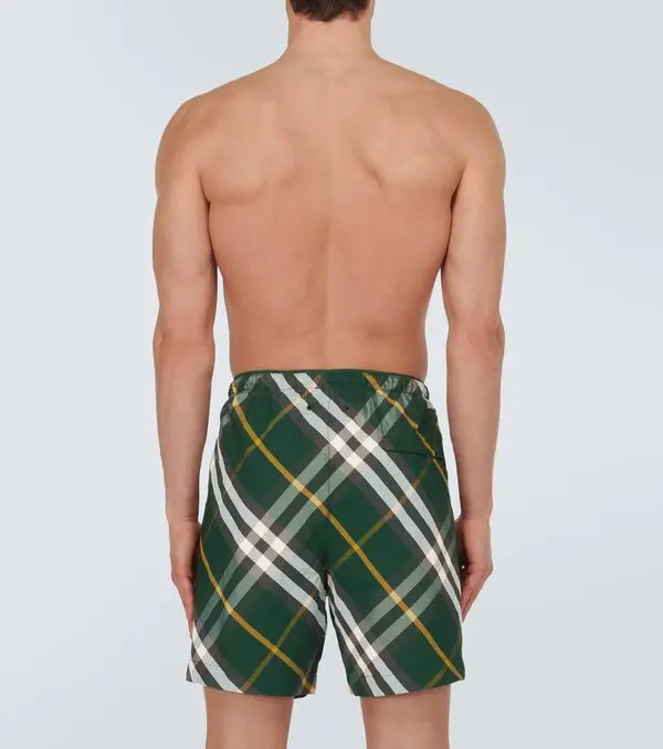 Burberry Check Swim Trunks - Green