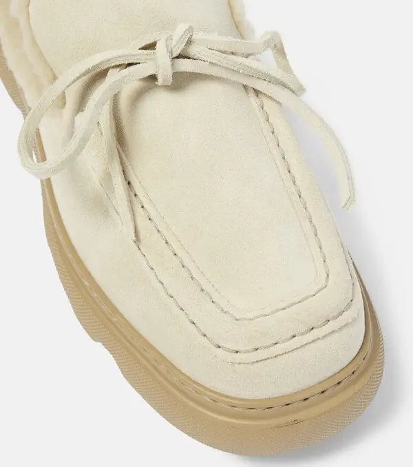Burberry Ekd Shearling-lined Suede Mules - Neutrals