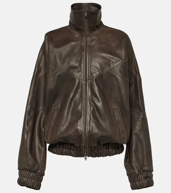 Acne Studios Letty Leather Bomber Jacket - Brown