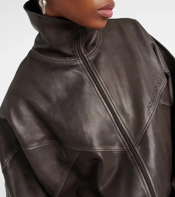 Acne Studios Letty Leather Bomber Jacket - Brown