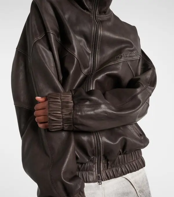 Acne Studios Letty Leather Bomber Jacket - Brown