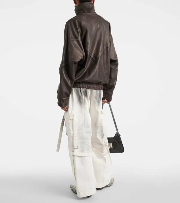 Acne Studios Letty Leather Bomber Jacket - Brown