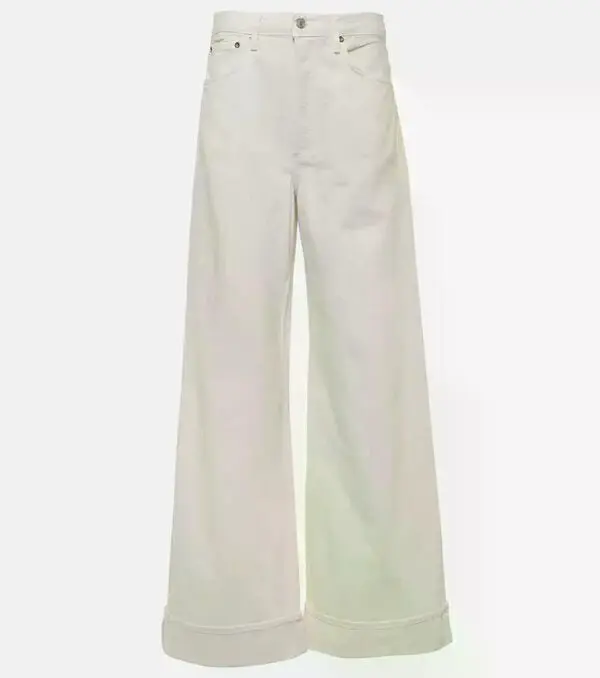 AGOLDE Dame Jean High-rise Wide-leg Jeans - White