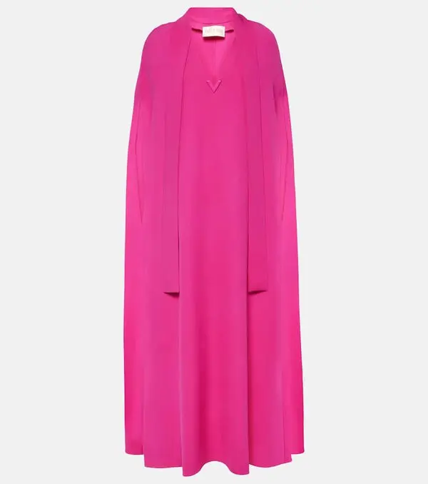 Valentino Garavani Vgold Caped Silk Maxi Dress