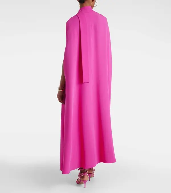 Valentino Garavani Vgold Caped Silk Maxi Dress