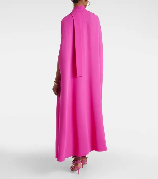 Valentino Garavani Vgold Caped Silk Maxi Dress