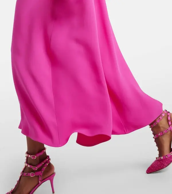 Valentino Garavani Vgold Caped Silk Maxi Dress