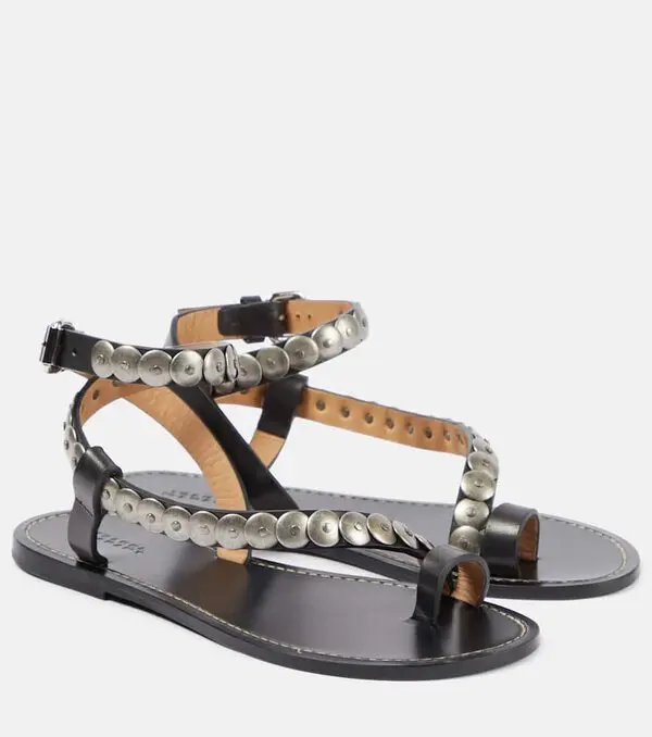Isabel Marant Melte Studded Leather Sandals - Black