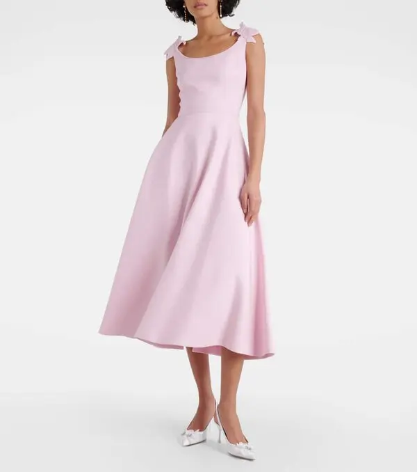 Buy Valentino Garavani Floral-appliqu Midi Dress - Pink At 40% Off |  Editorialist