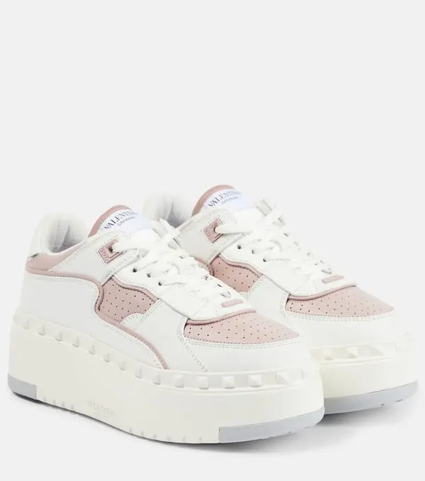 Valentino Garavani Freedots Xl Leather Platform Sneakers - White