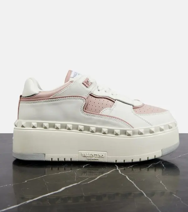 Valentino Garavani Freedots Xl Leather Platform Sneakers - White