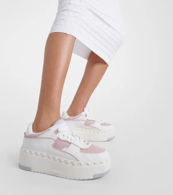 Valentino Garavani Freedots Xl Leather Platform Sneakers - White