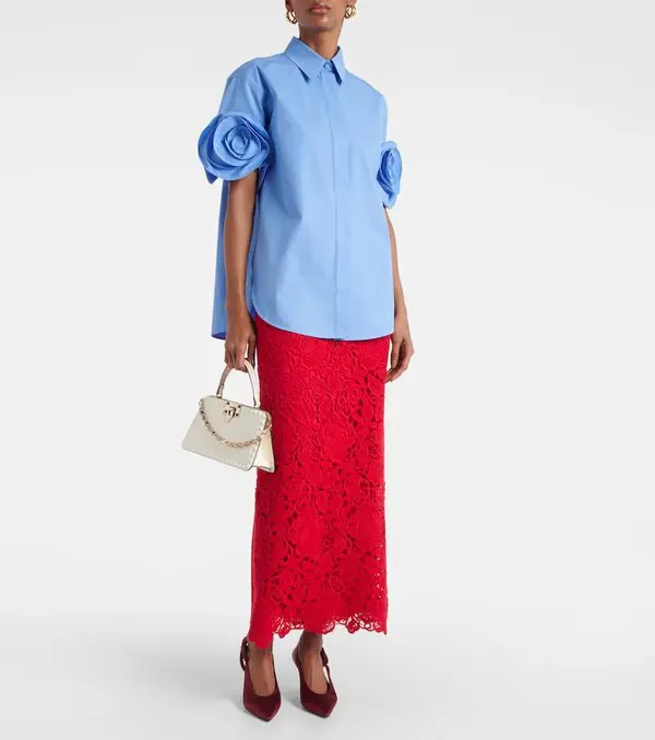 Valentino Garavani Floral-appliqué Cotton Shirt